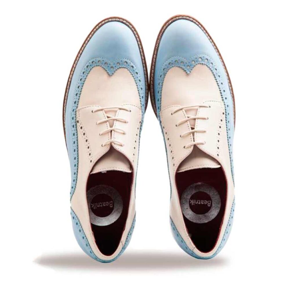Blucher bicolor en azul y beige Ethel Blue Cream